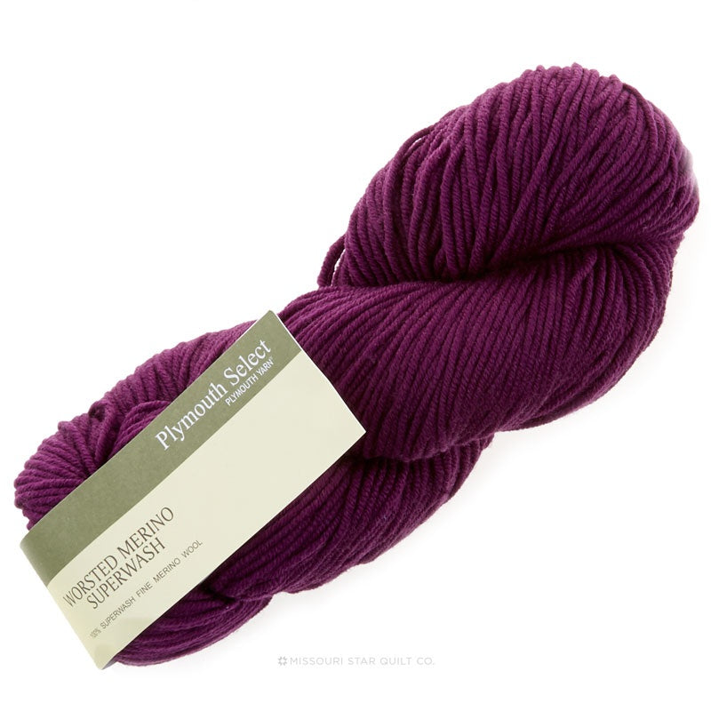Worsted Merino Superwash Plum Yarn 100g