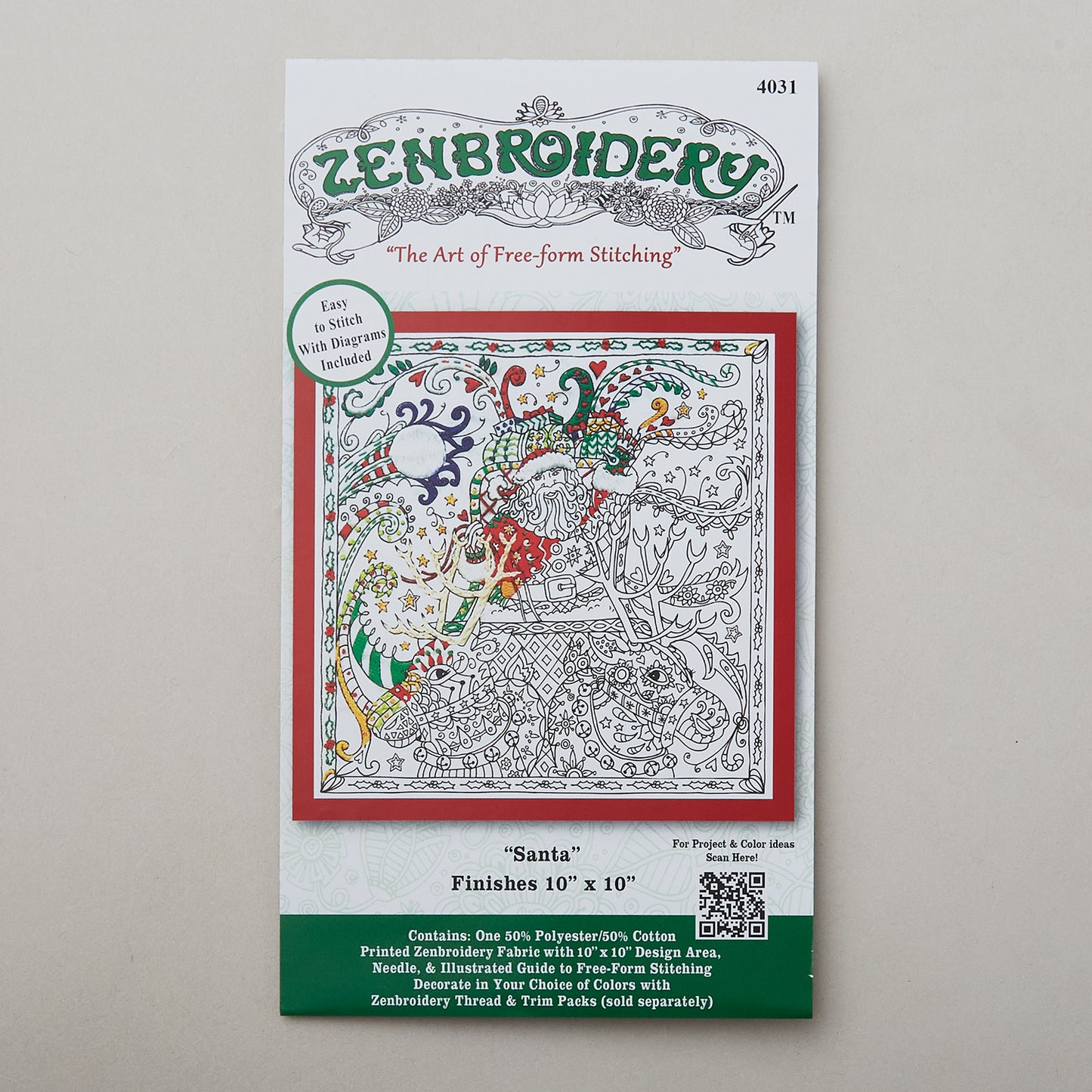 Zenbroidery Christmas Santa Embroidery Kit