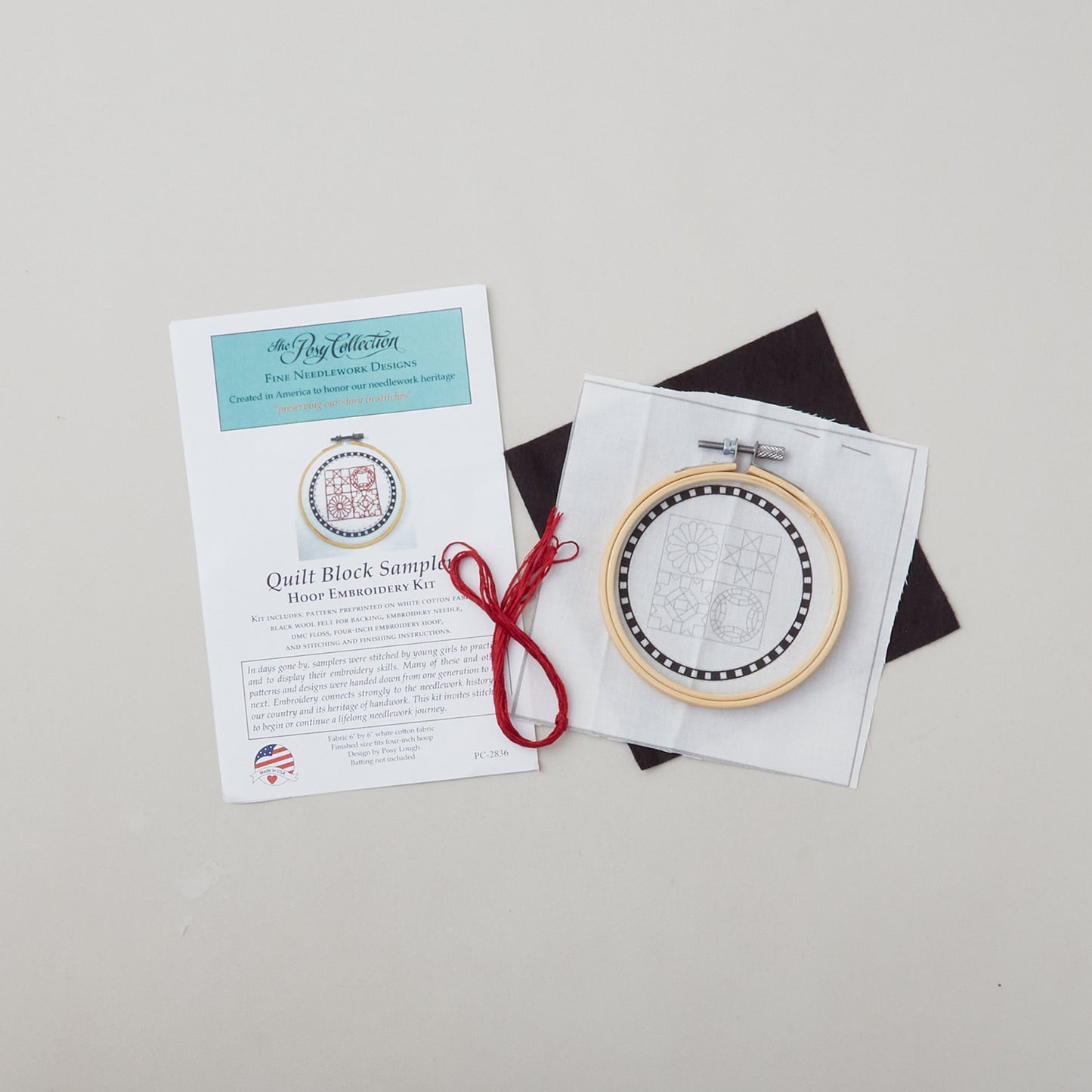 Four-Patch Sampler Hoop Embroidery Kit