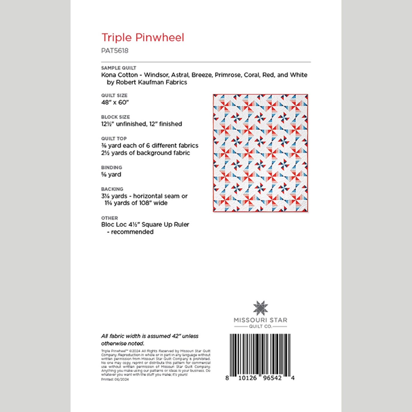 Digital Download - Triple Pinwheel Quilt Pattern by Missouri Star