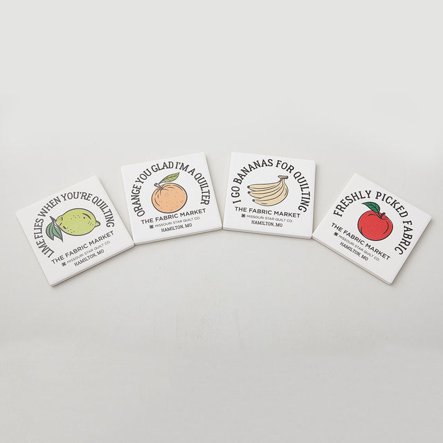 Missouri Star Punny Produce Absorbent Stone Coaster Set