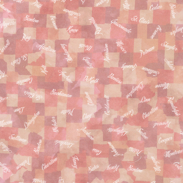 Missouri Shop Hop 2024 - Counties Map Mauve Yardage