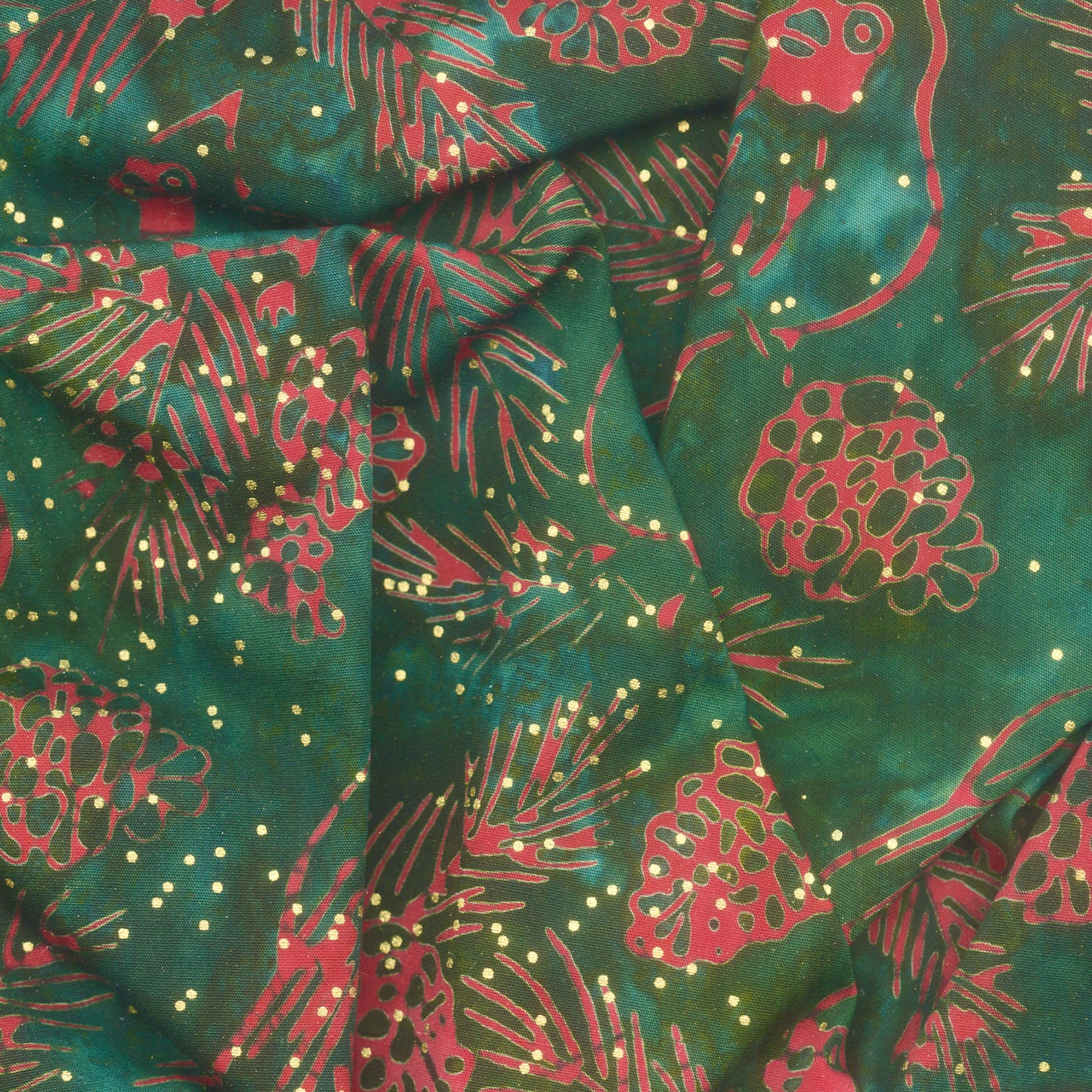 Artisan Batiks - Joyful Holidays Cardinals Pine Metallic Yardage