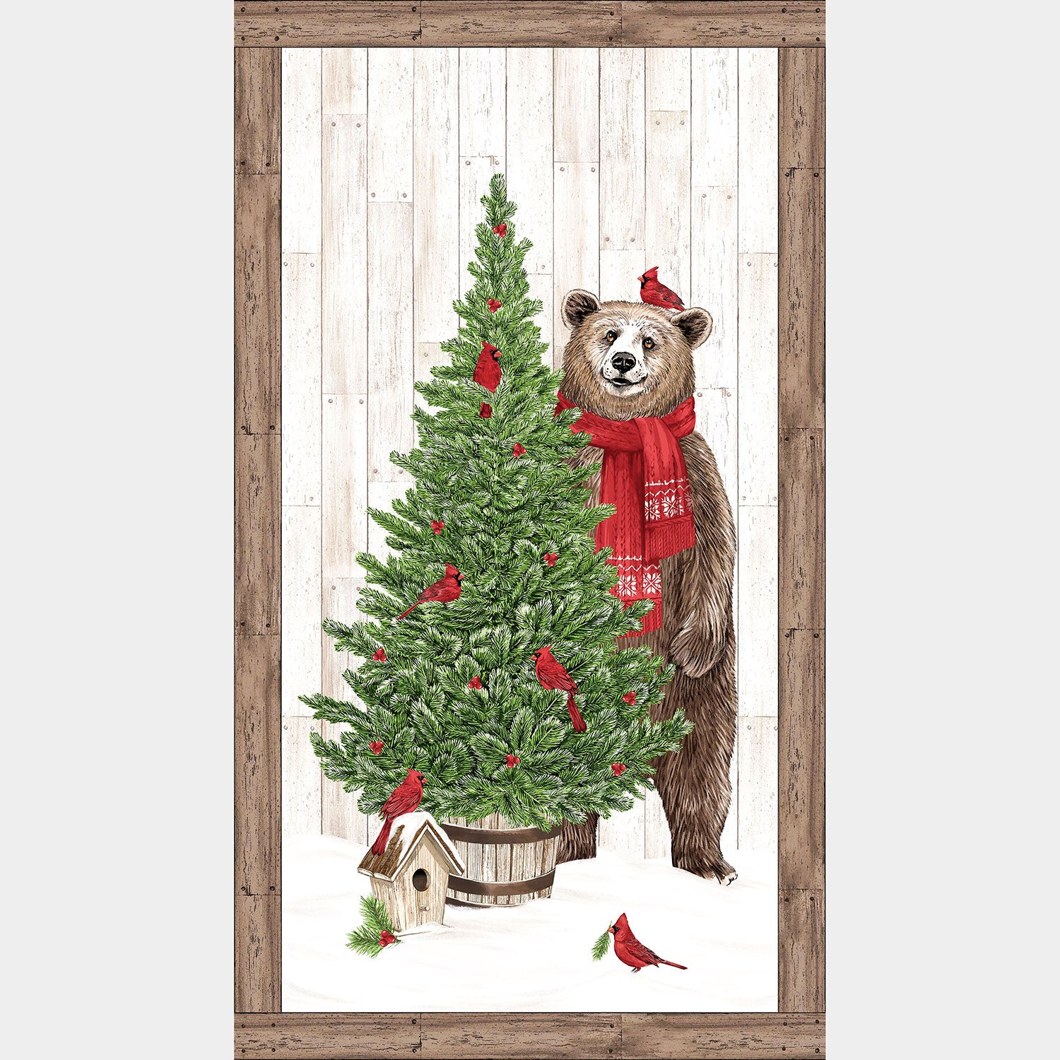 Beary Merry Christmas - Winter Bear White Multi Panel