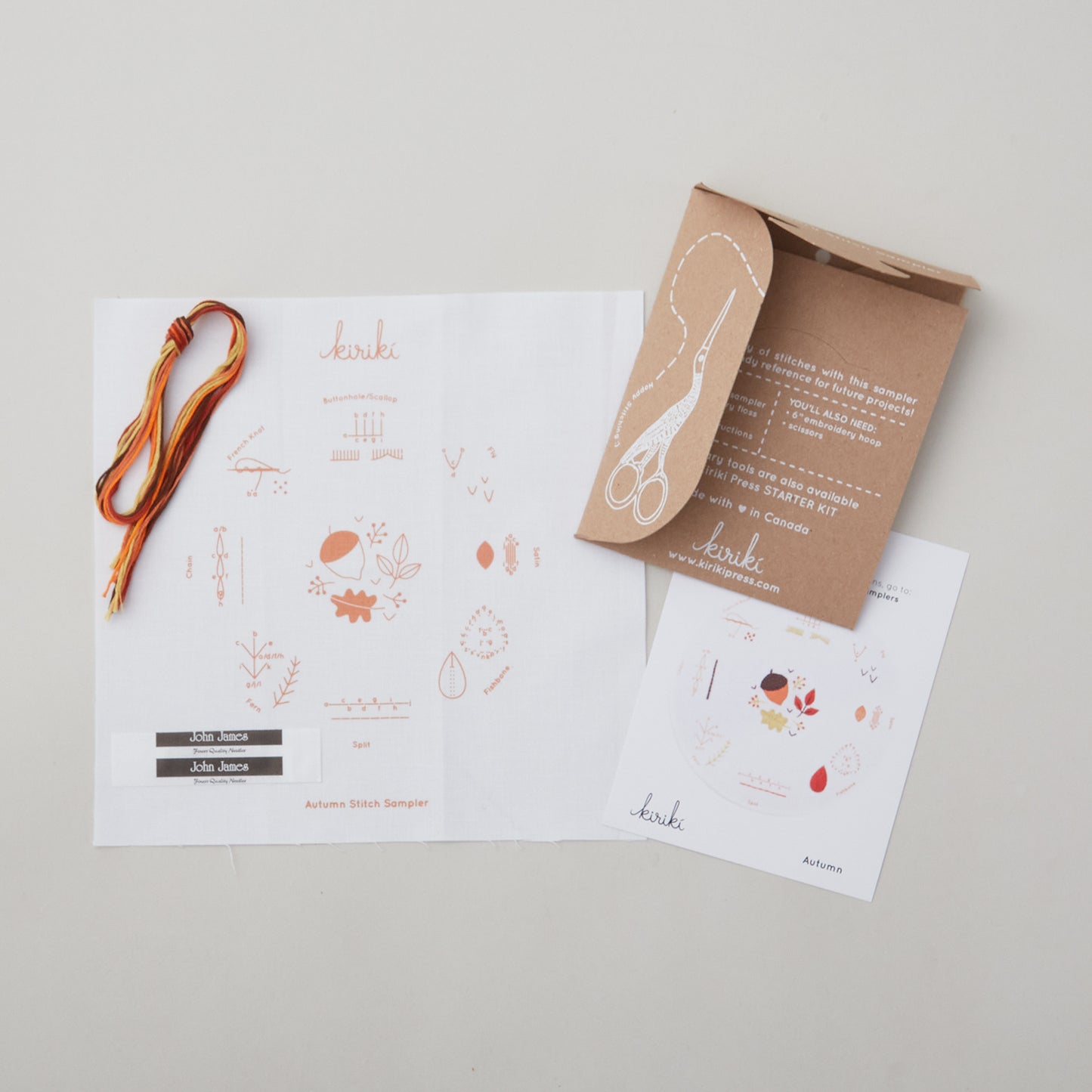 Autumn Embroidery Stitch Sampler Kit