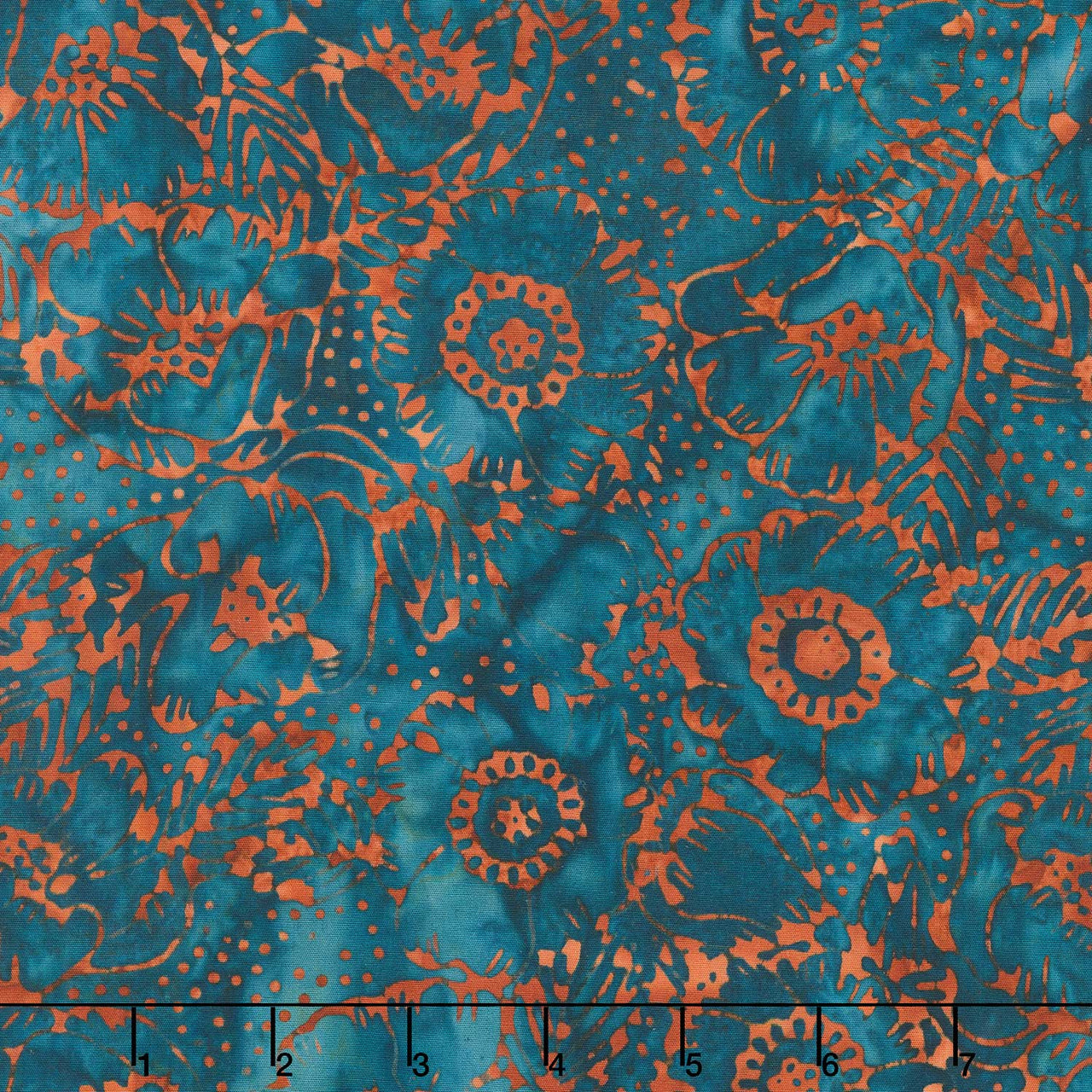 Sequoia Batiks - Gardenias Mystic Teal Yardage