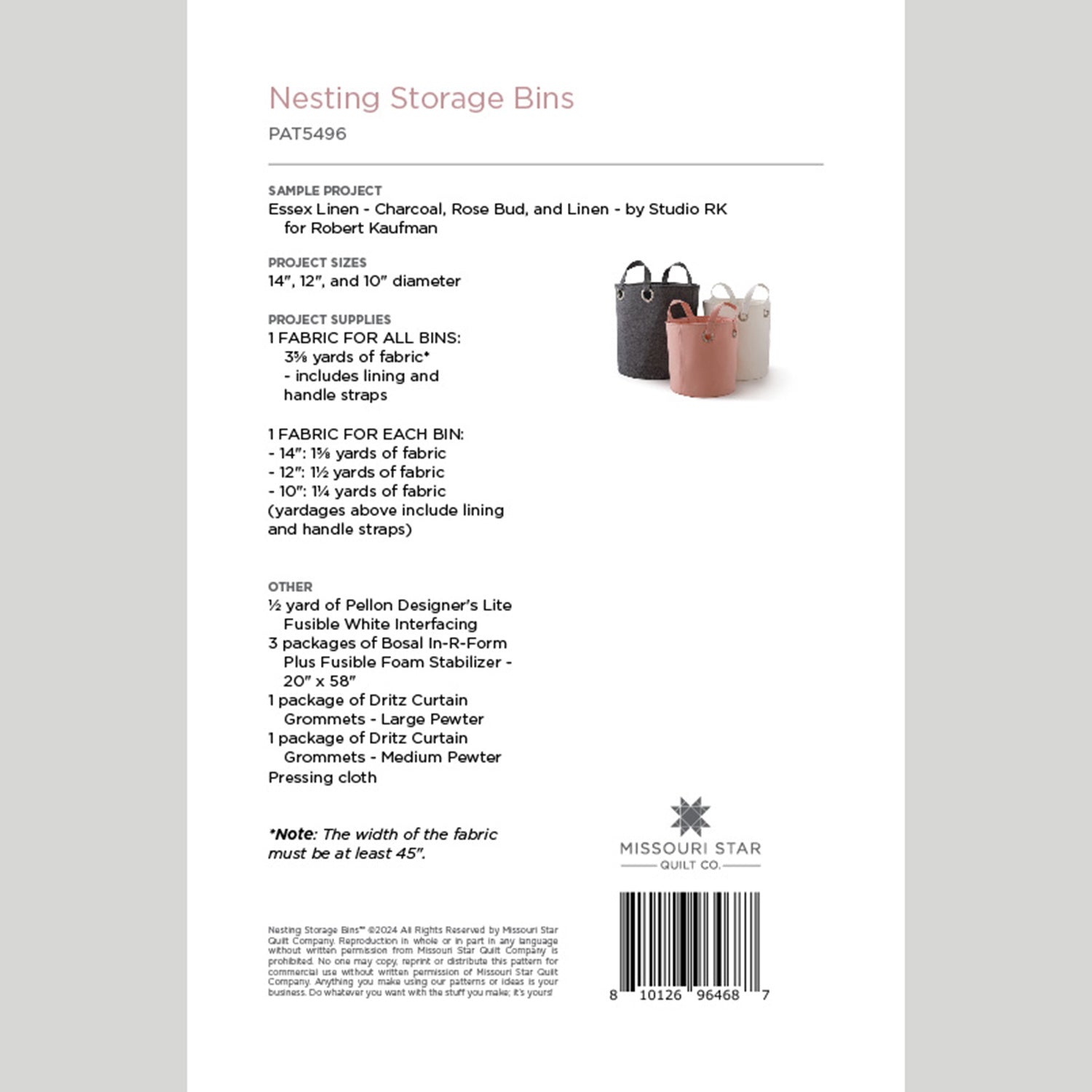 Nesting Storage Bins Pattern by Missouri Star