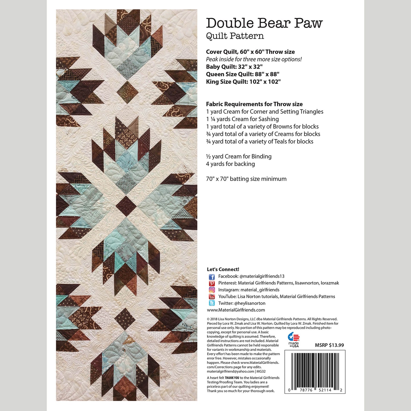 Double Bear Paw Quilt Pattern