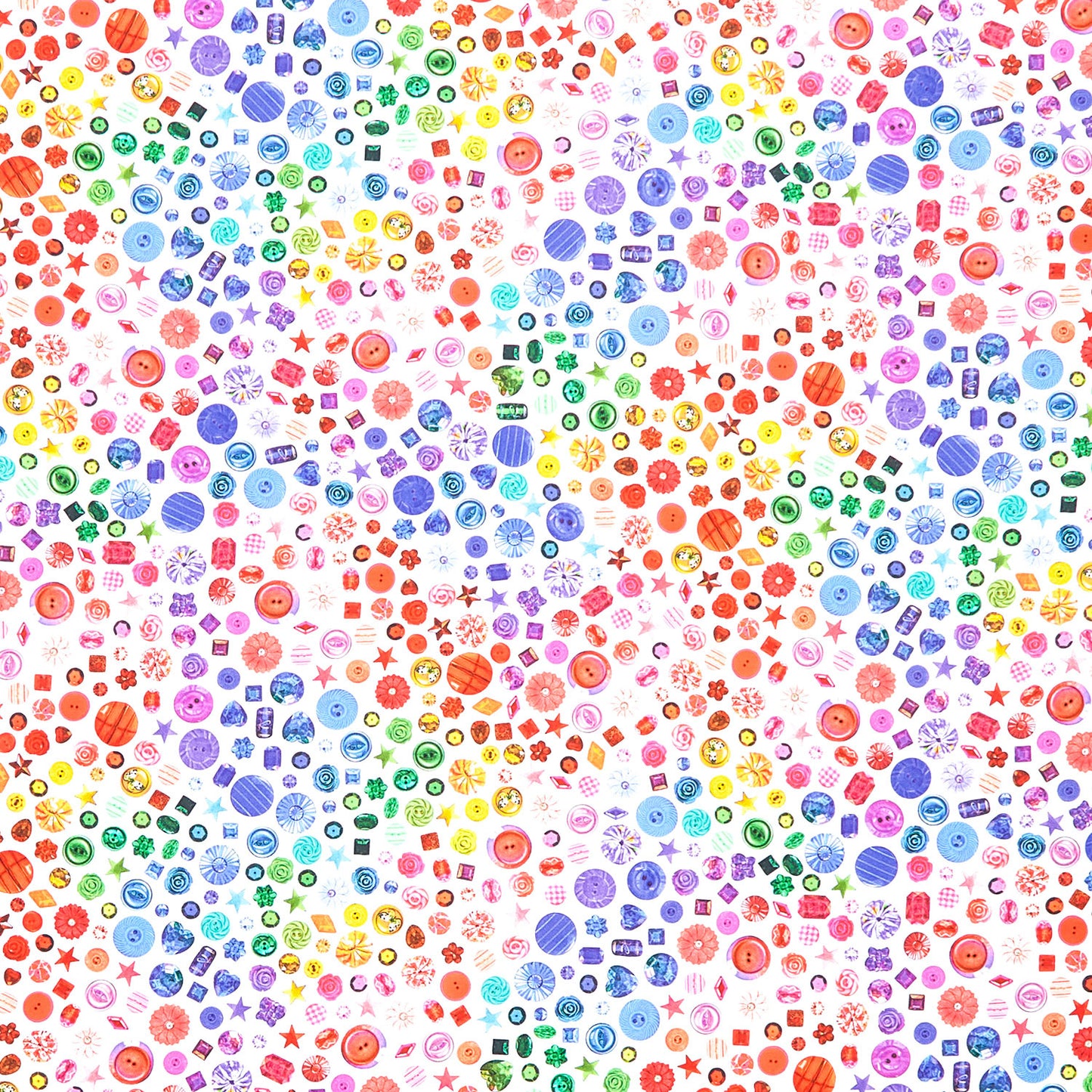 Rainbow Crafter's Stash - Buttons White Yardage