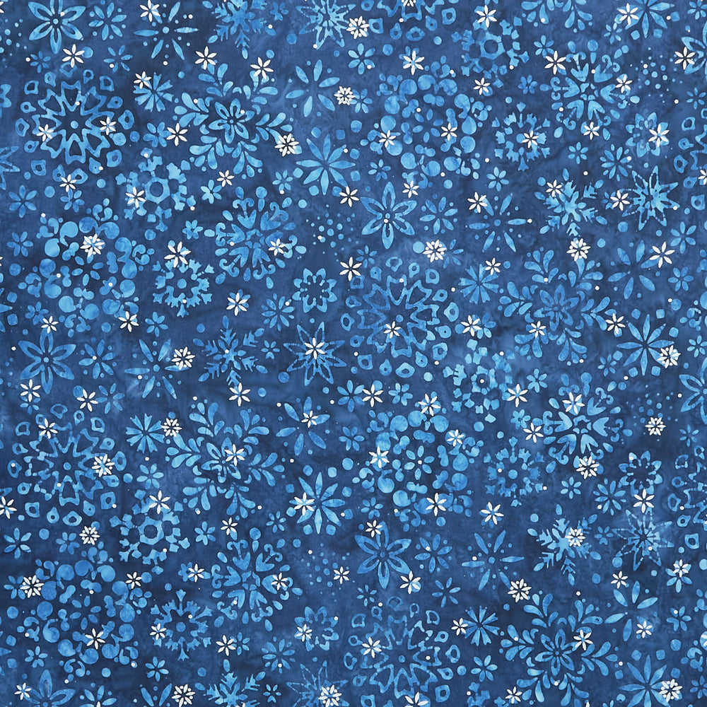 Artisan Batiks - Snowscape Snowflakes Blueberry Metallic Yardage