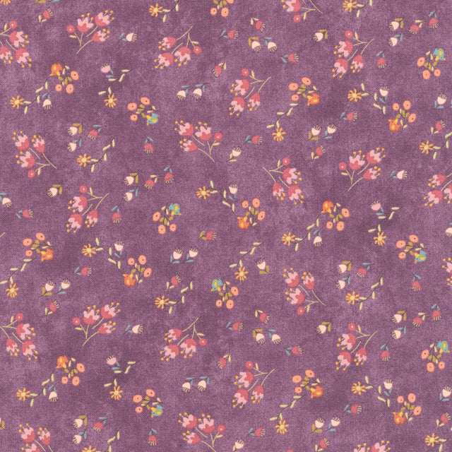 Gift of Grateful Praise - Small Floral Toss Purple Yardage