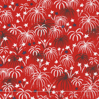 Patriotic Parade - Fireworks Red Yardage