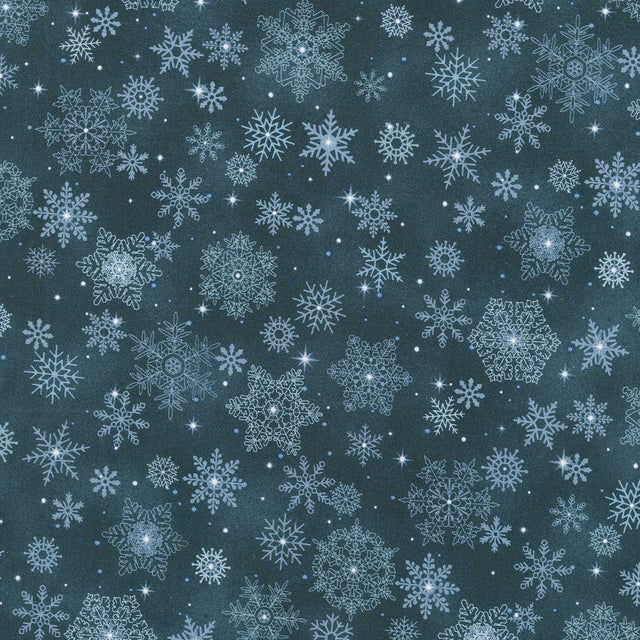 Bentley’s Snowflakes - Big Snowflake Navy Yardage