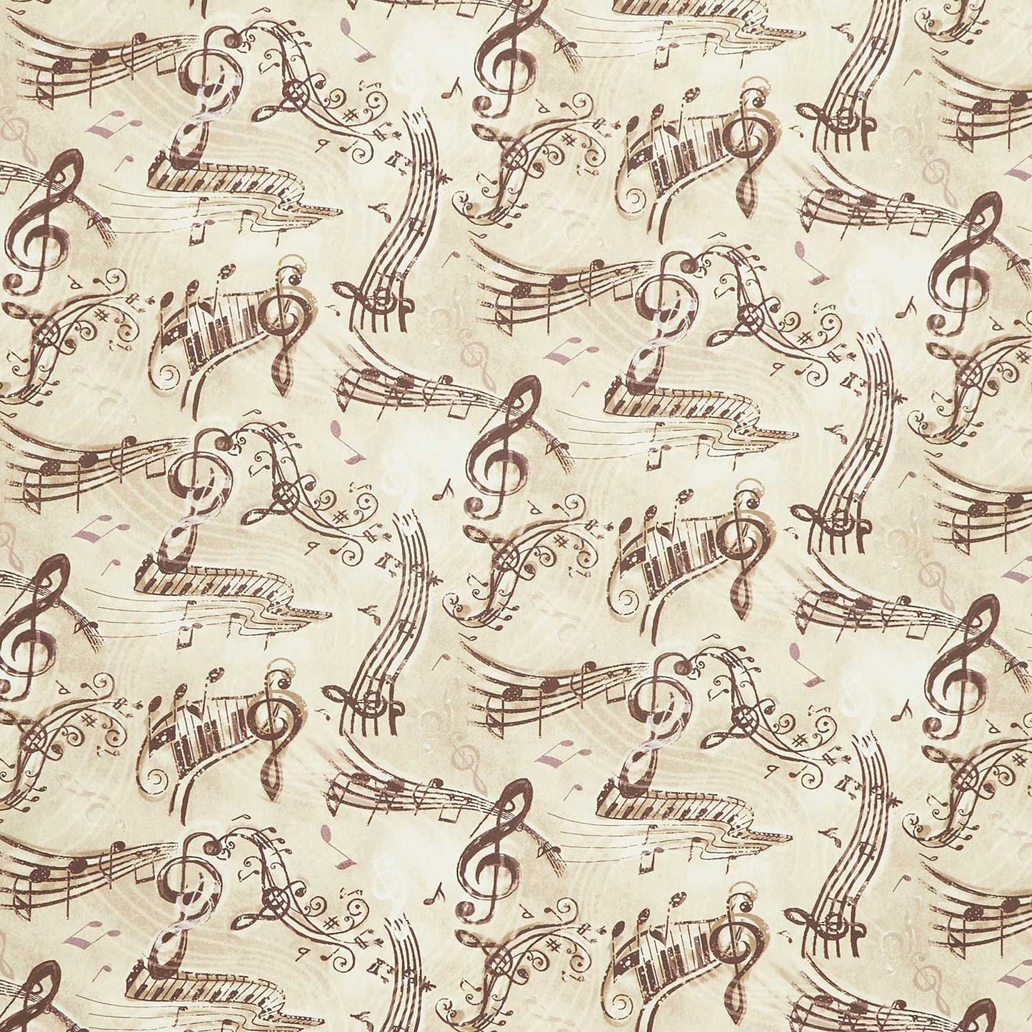 Sonata - Vintage Music Notes Tan Yardage