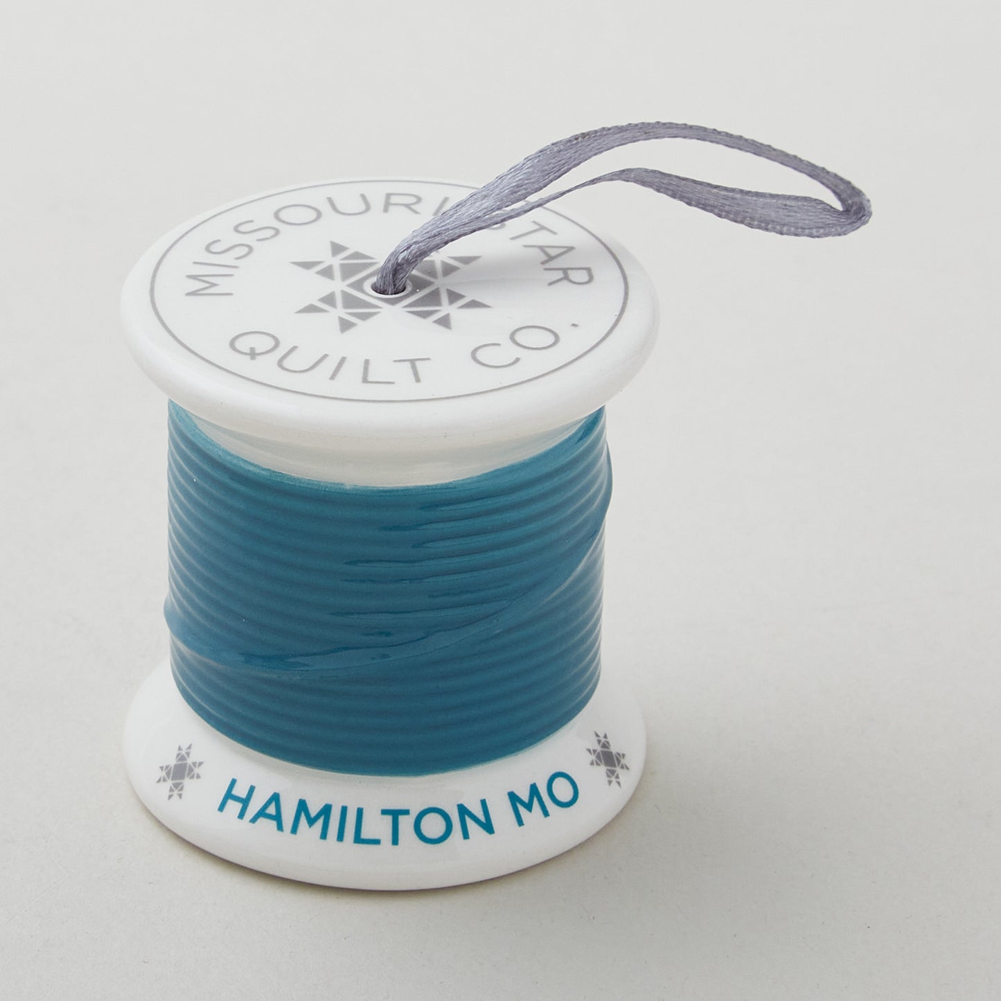 Missouri Star Ceramic Spool Ornament - Teal