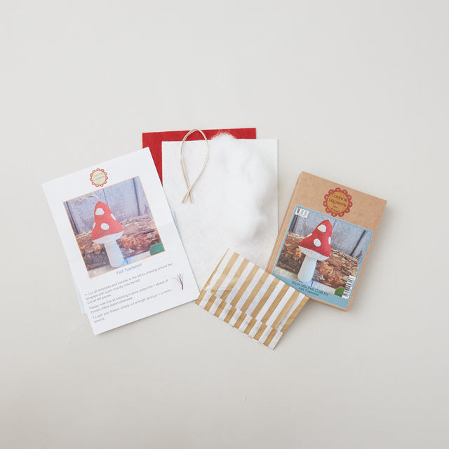 Toadstool Wool Felt Embroidery Applique Ornament Kit