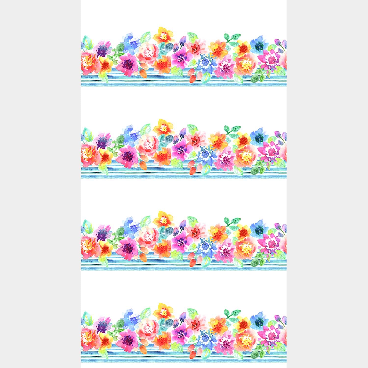 Sew Spring! - Floral Border Stripe Multi Yardage