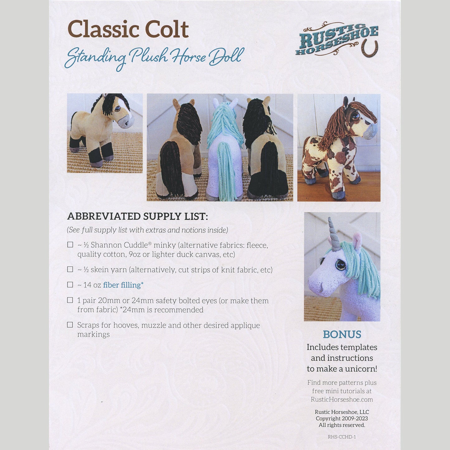 Classic Colt Plush Horse Pattern