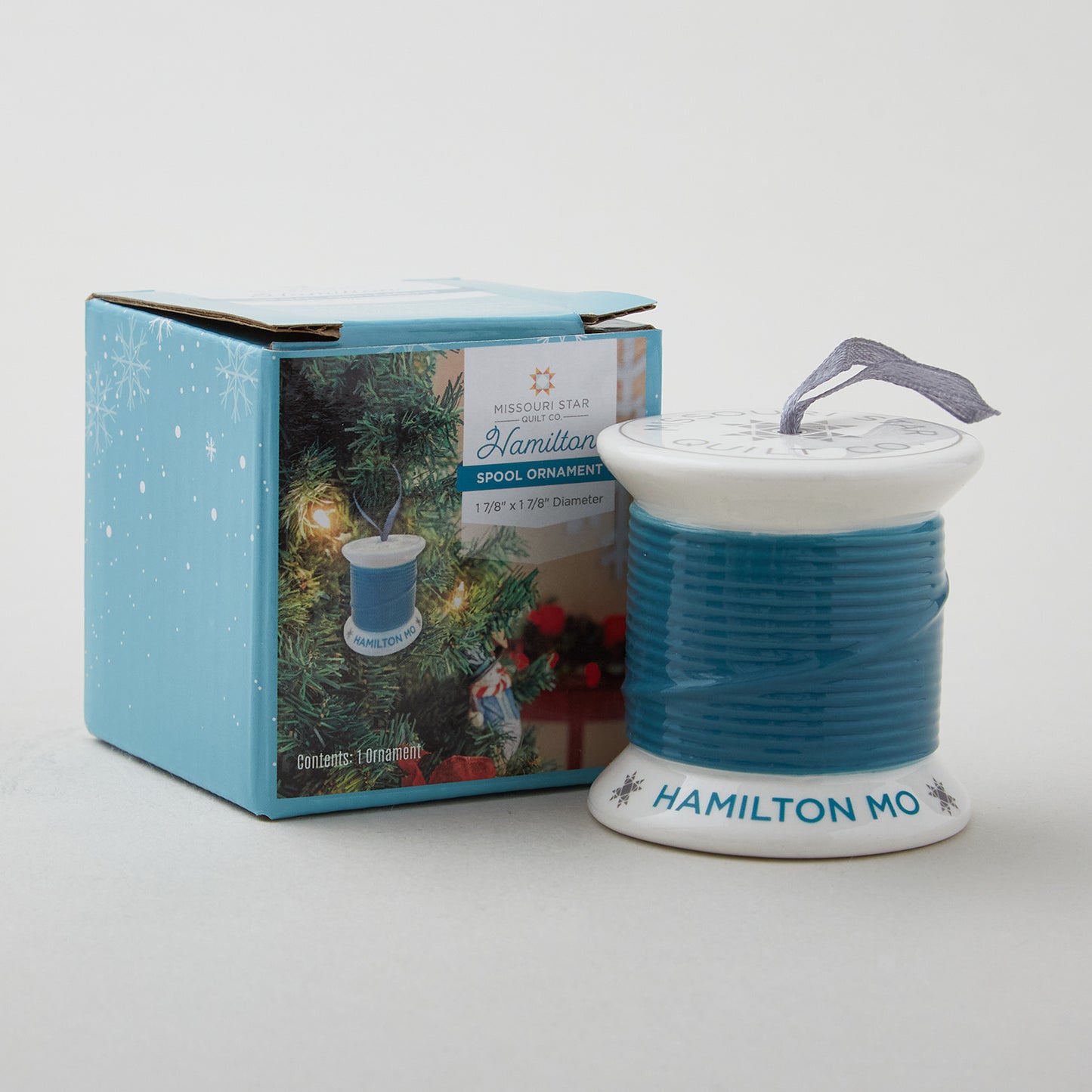 Missouri Star Ceramic Spool Ornament - Teal