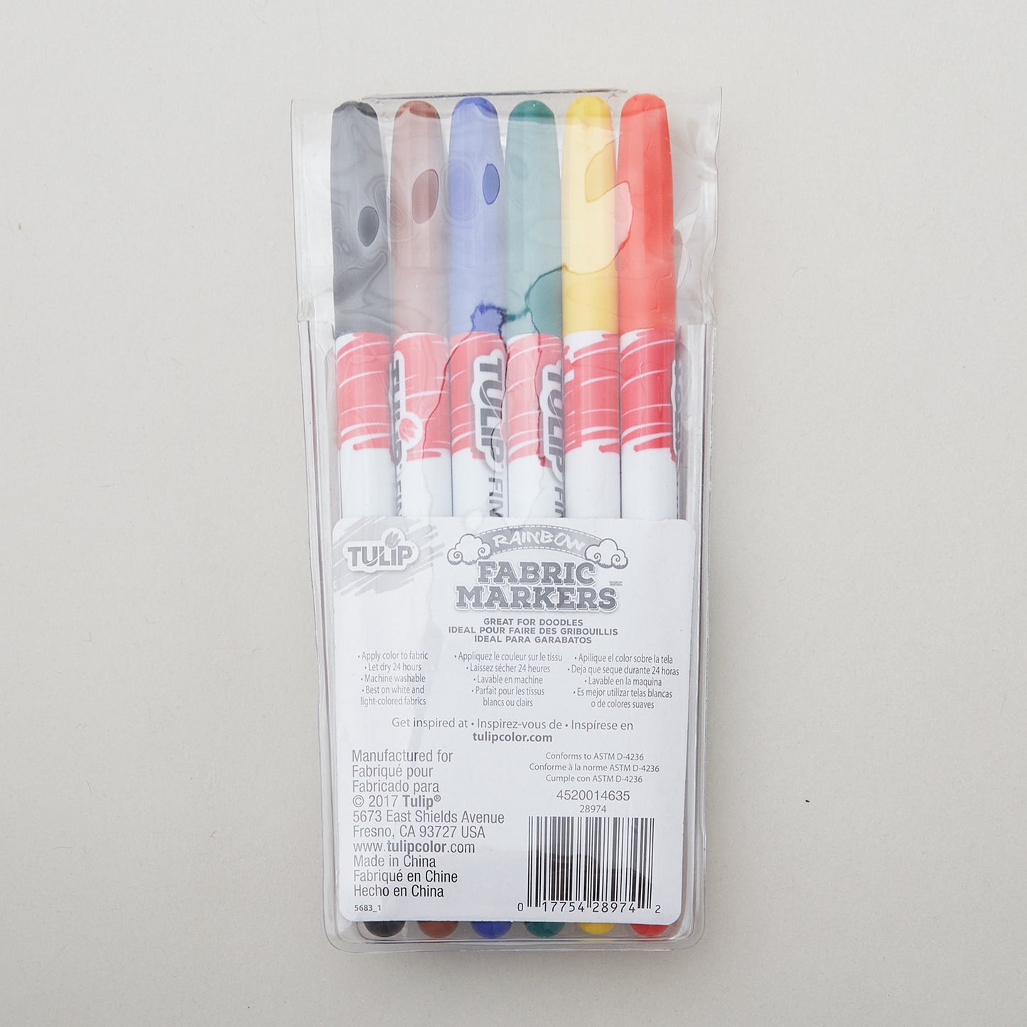 Tulip Fine Tip Fabric Markers - Primary 6 Pack