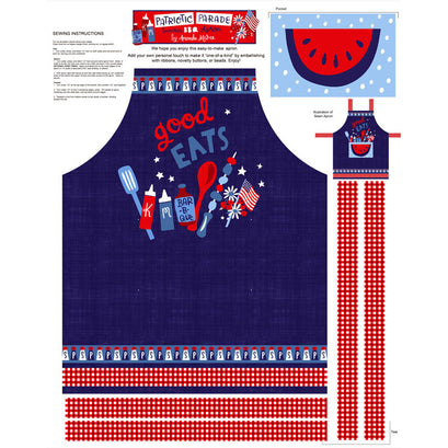 Patriotic Parade - Apron Blue Red Panel