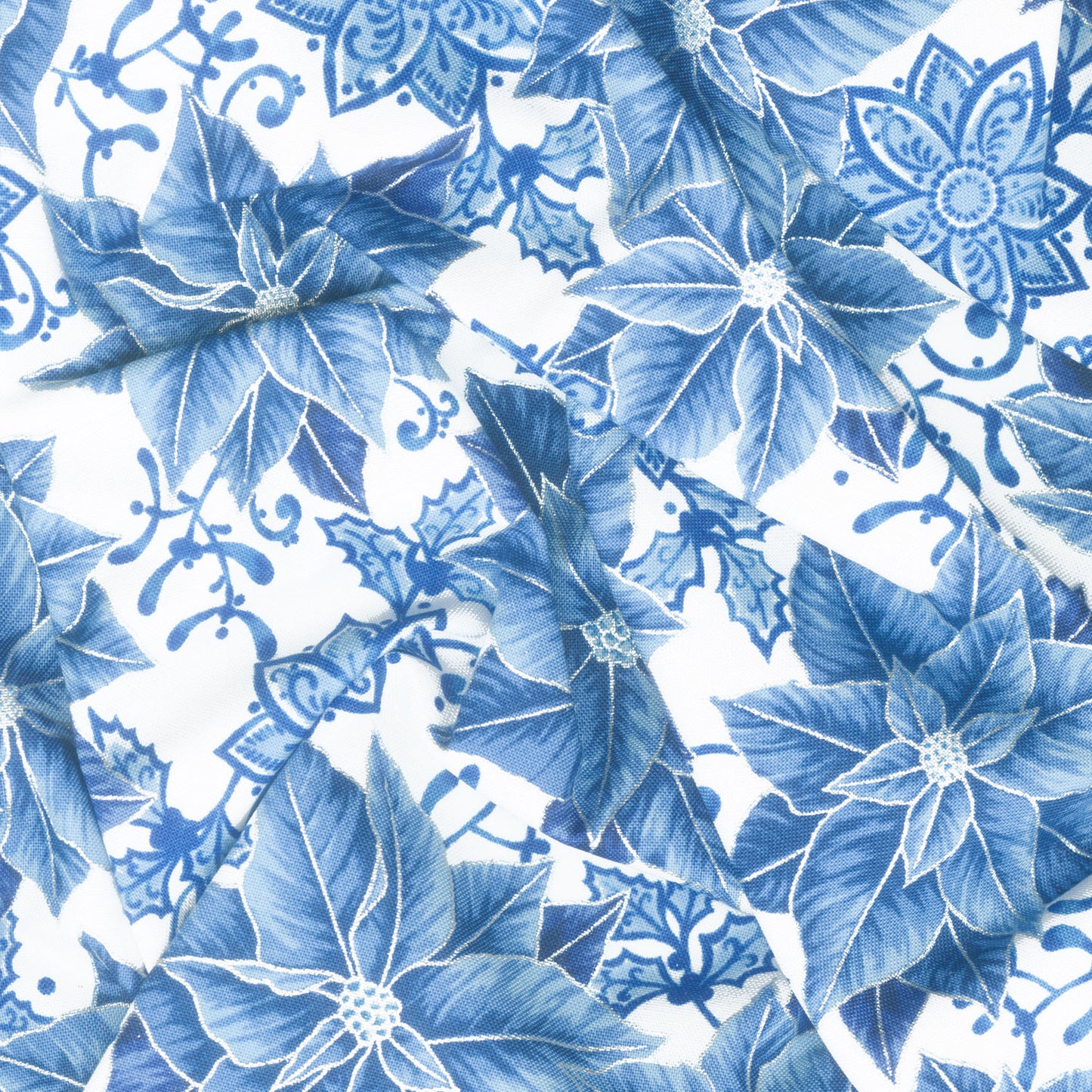 Holiday Flourish - Festive Finery Blue Colorstory Poinsettias Delft Me
