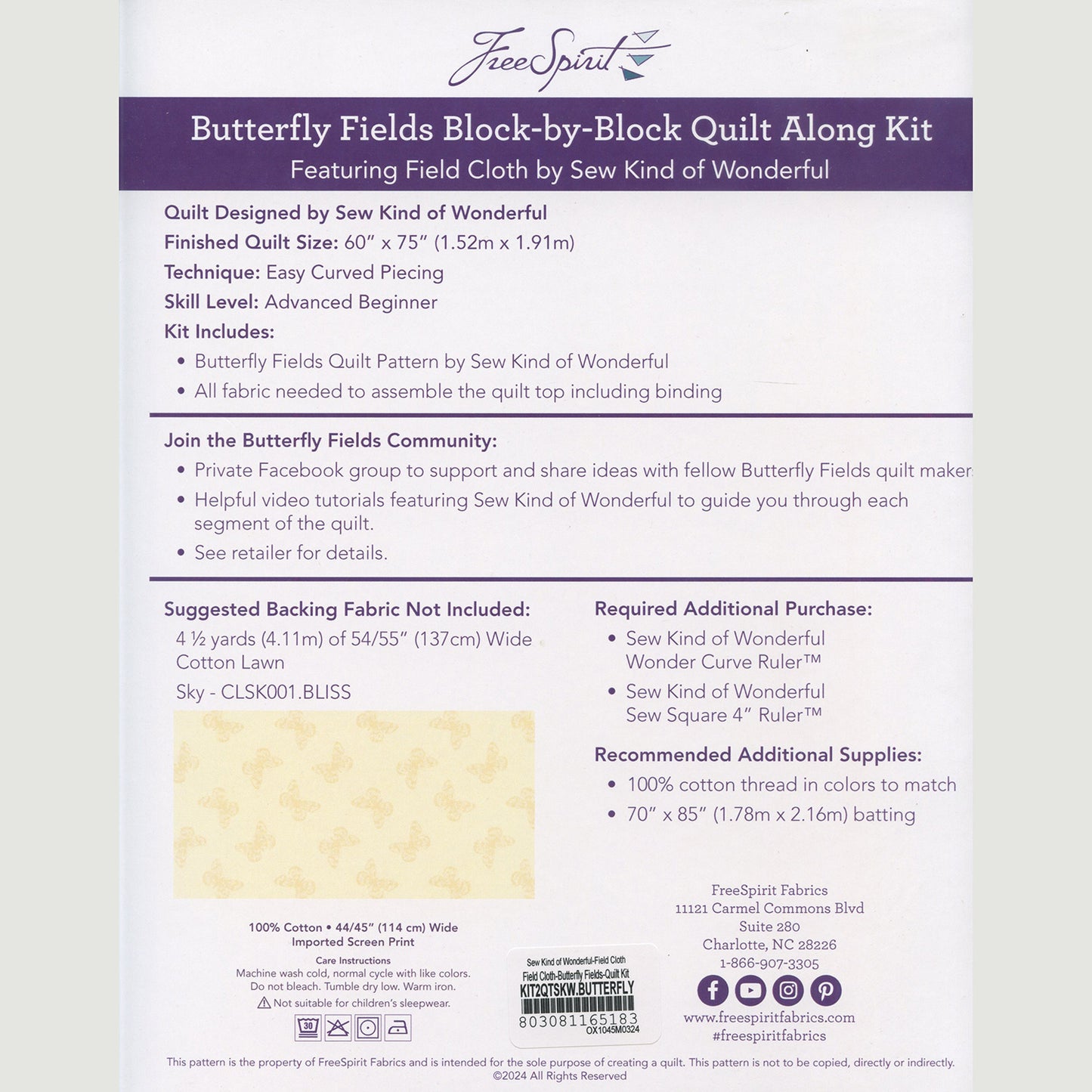 Butterfly Fields Block by Block Quilt Along Kit