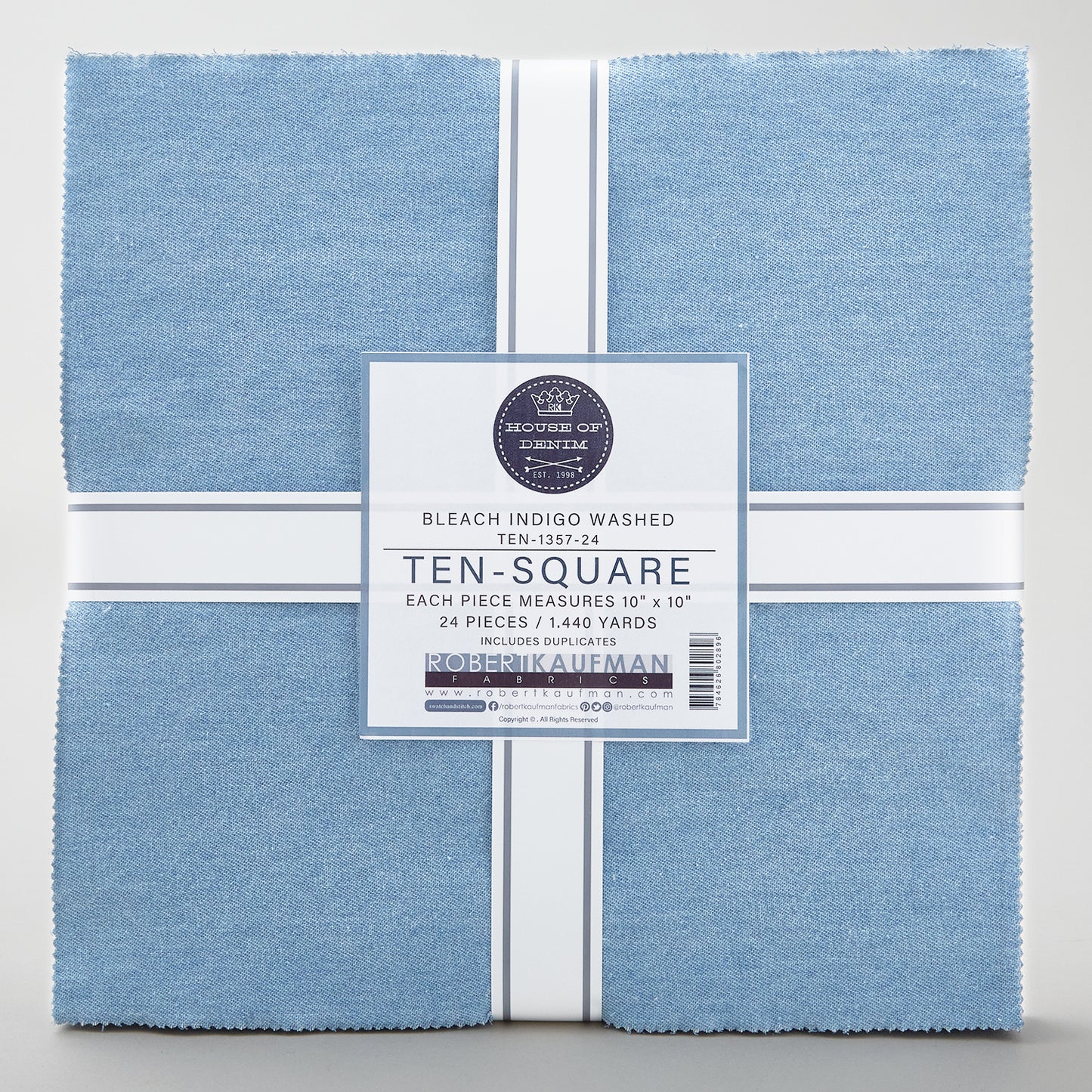 Denim - Bleach Indigo Washed Ten Squares 24 Ply