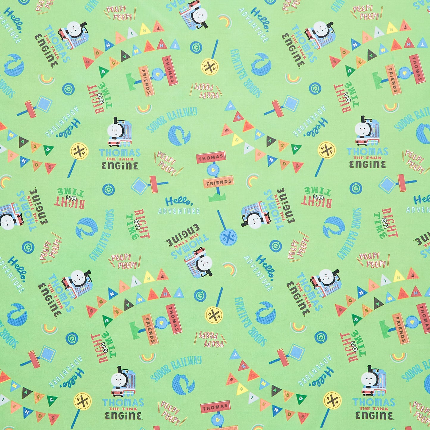 Thomas and Friends Sodor Railway - Words Green Yardage