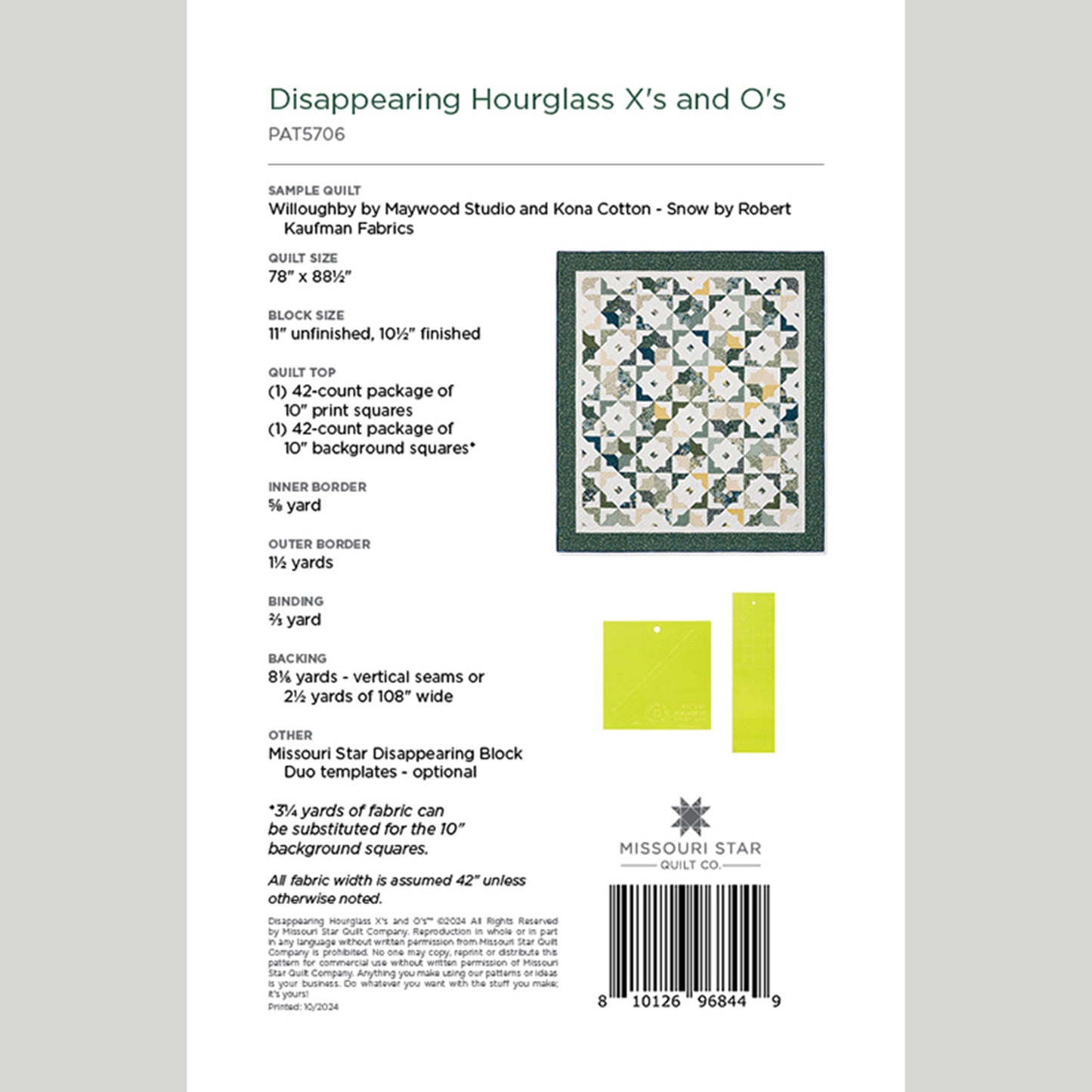 Digital Download - Disappearing Hourglass X's and O's Quilt Pattern by