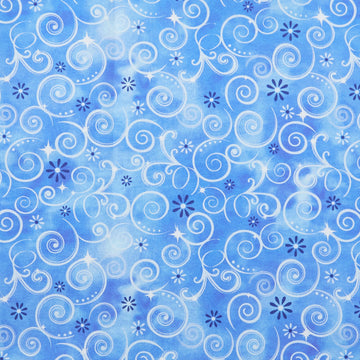 Fairytale Dreams - Dazzling Swirls Dark Blue 2 Yard Cut