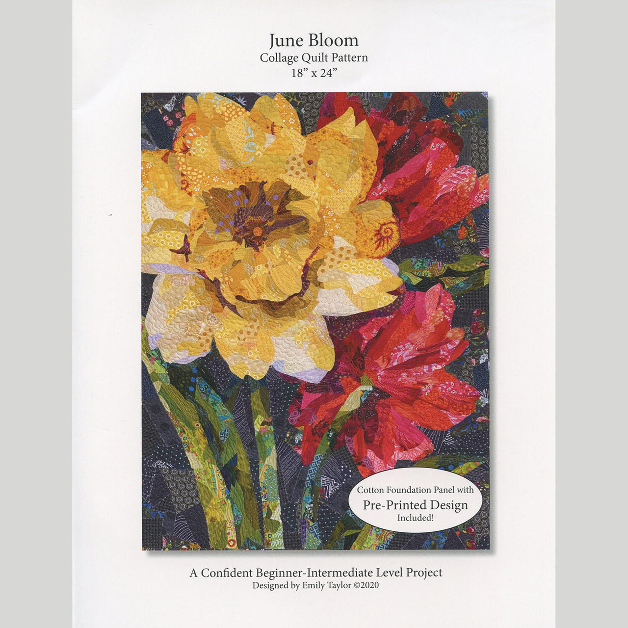 June Bloom Collage Quilt Foundation Panel Pattern