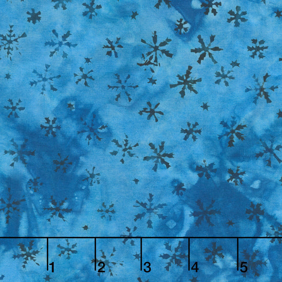 Snowfall Batiks - Snowflakes Blue Wave Yardage