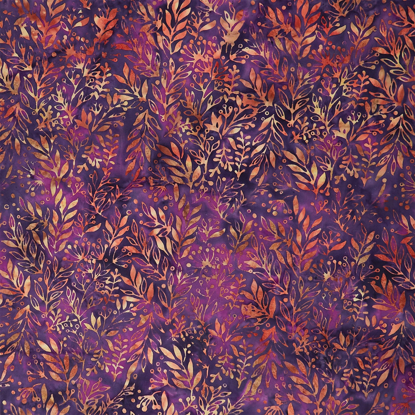 Autumn Ember Batiks - Leaves with Dandy Purple Wine Yardage