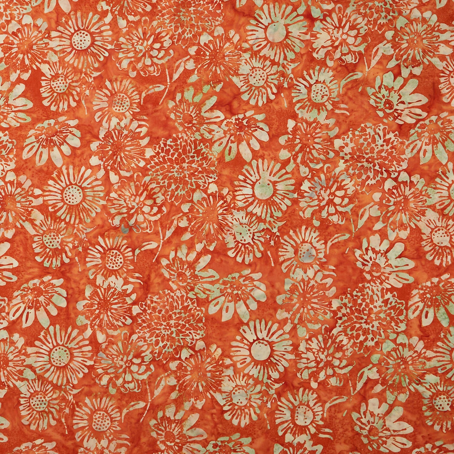 Autumn Ember Batiks - Bouquet Sunflowers Orange Vermillion Yardage
