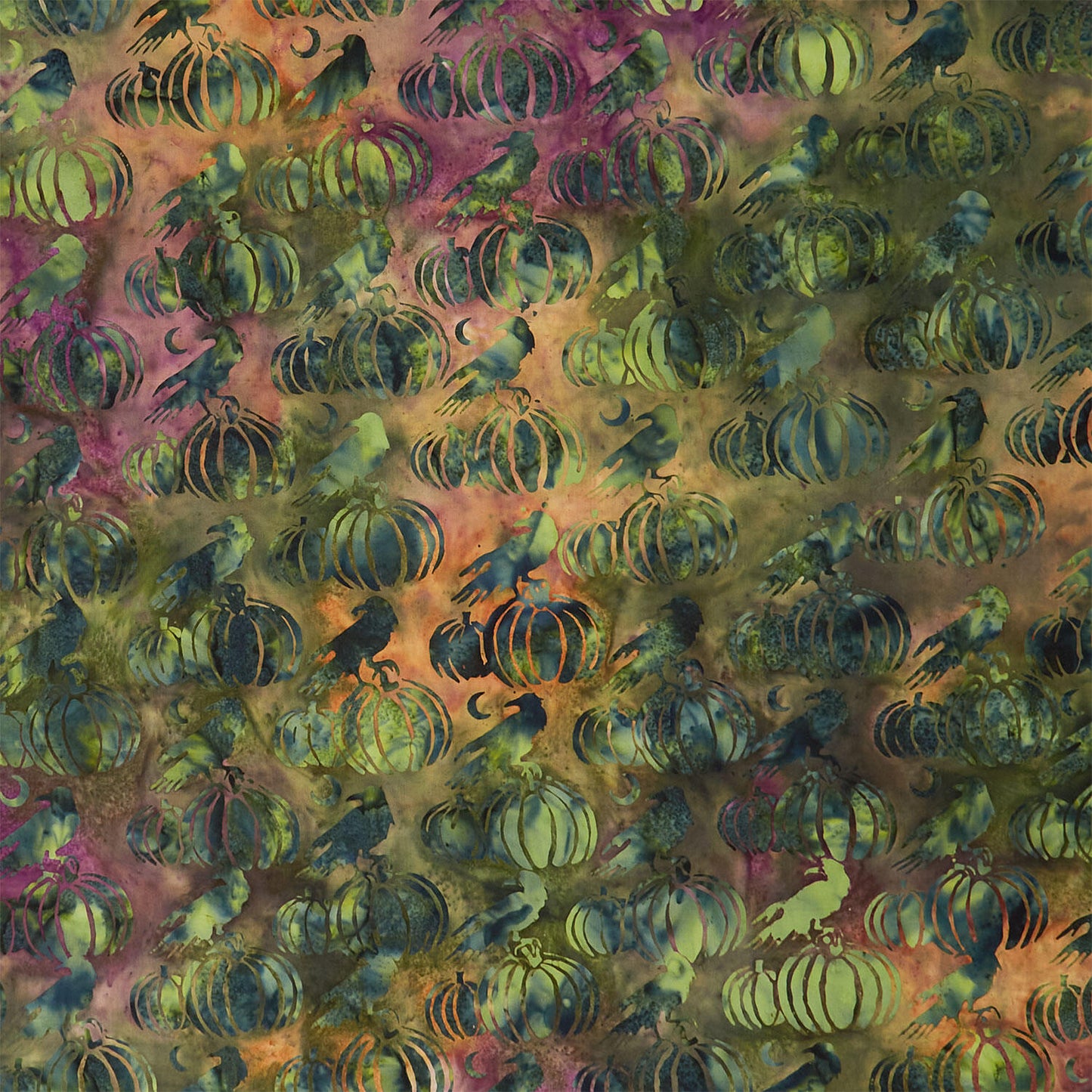 Autumn Ember Batiks - Pumpkin Raven Burgundy Orange Brown Yardage