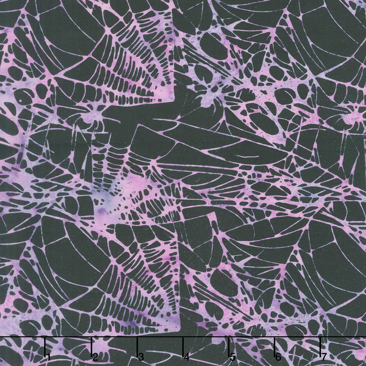 Boo Bash Batiks - Spiders and Webs Purple Black Yardage