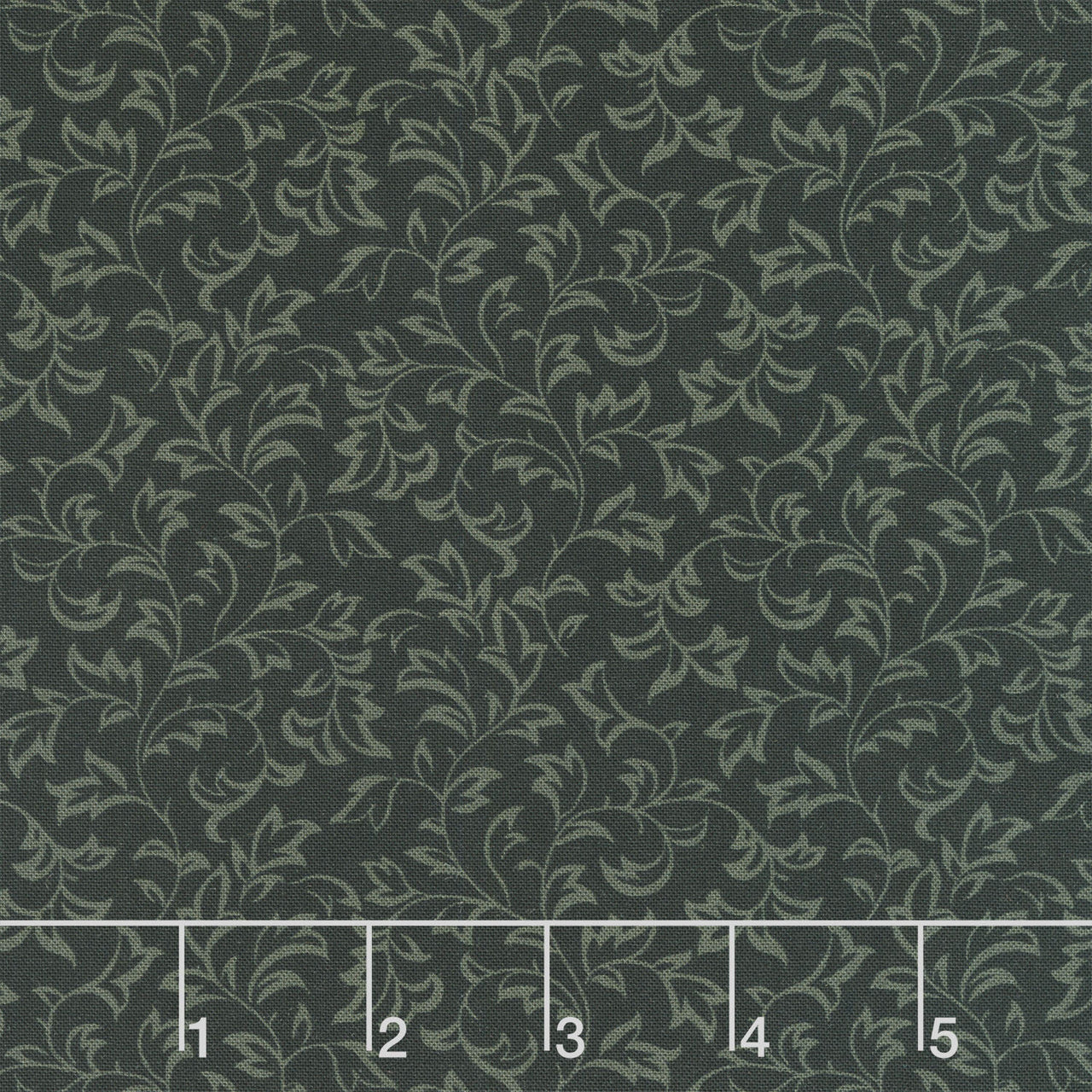 Moonlit Walk - Scrolling Leaf Black Yardage