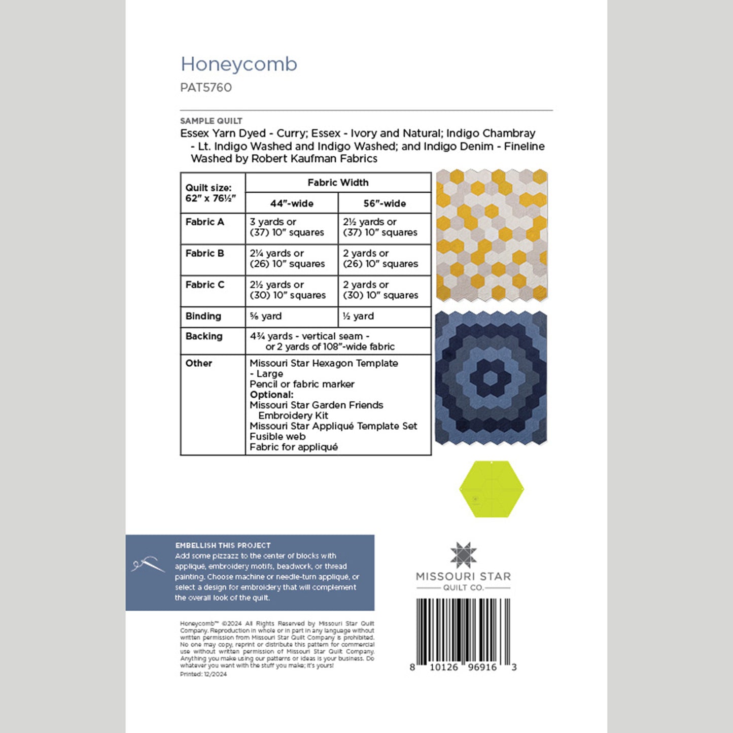 Honeycomb Quilt Pattern by Missouri Star