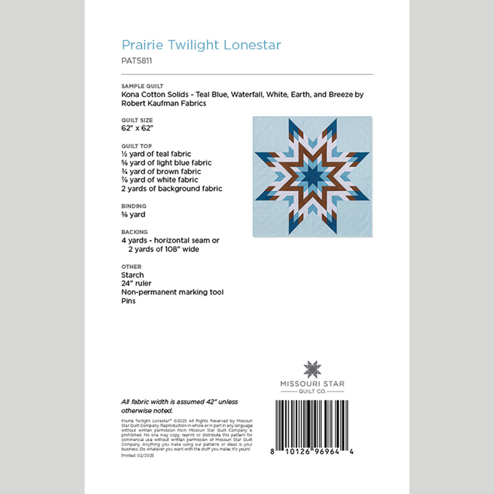 Prairie Twilight Lonestar Quilt Pattern by Missouri Star