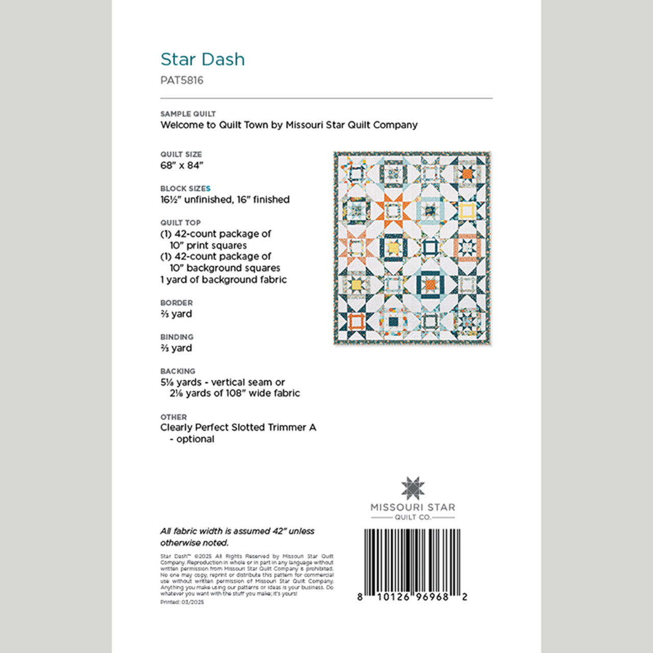 Digital Download - Star Dash Quilt Pattern by Missouri Star