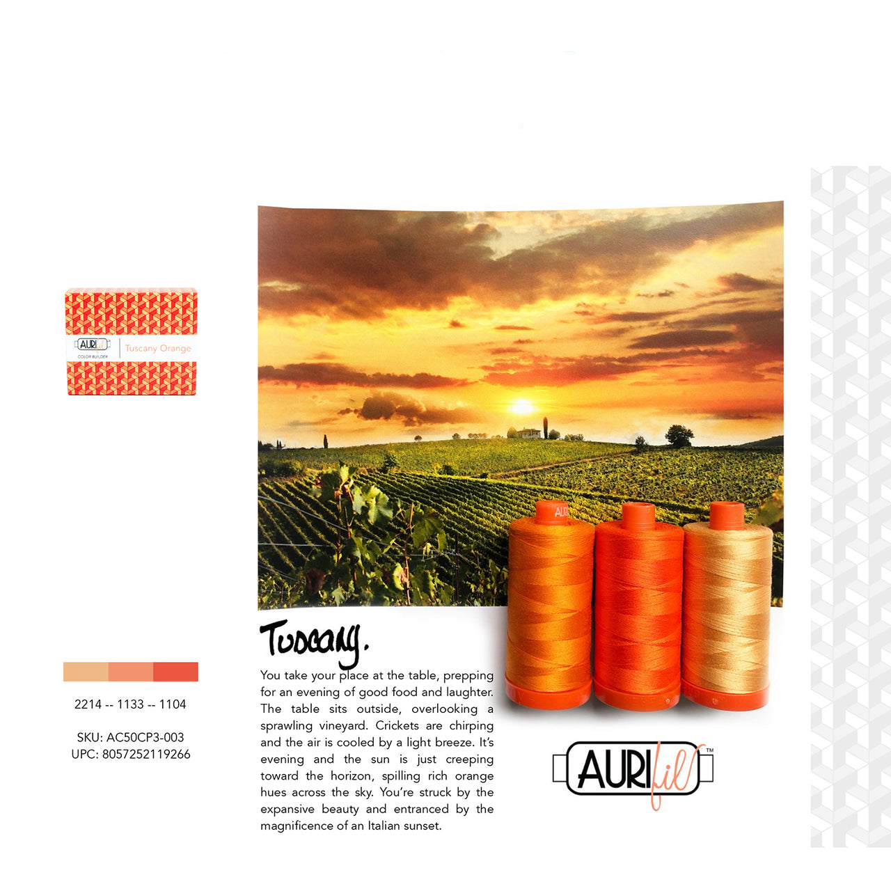 AURIfil™ Color Builder Thread of the Month - Month 7 Tuscany Orange