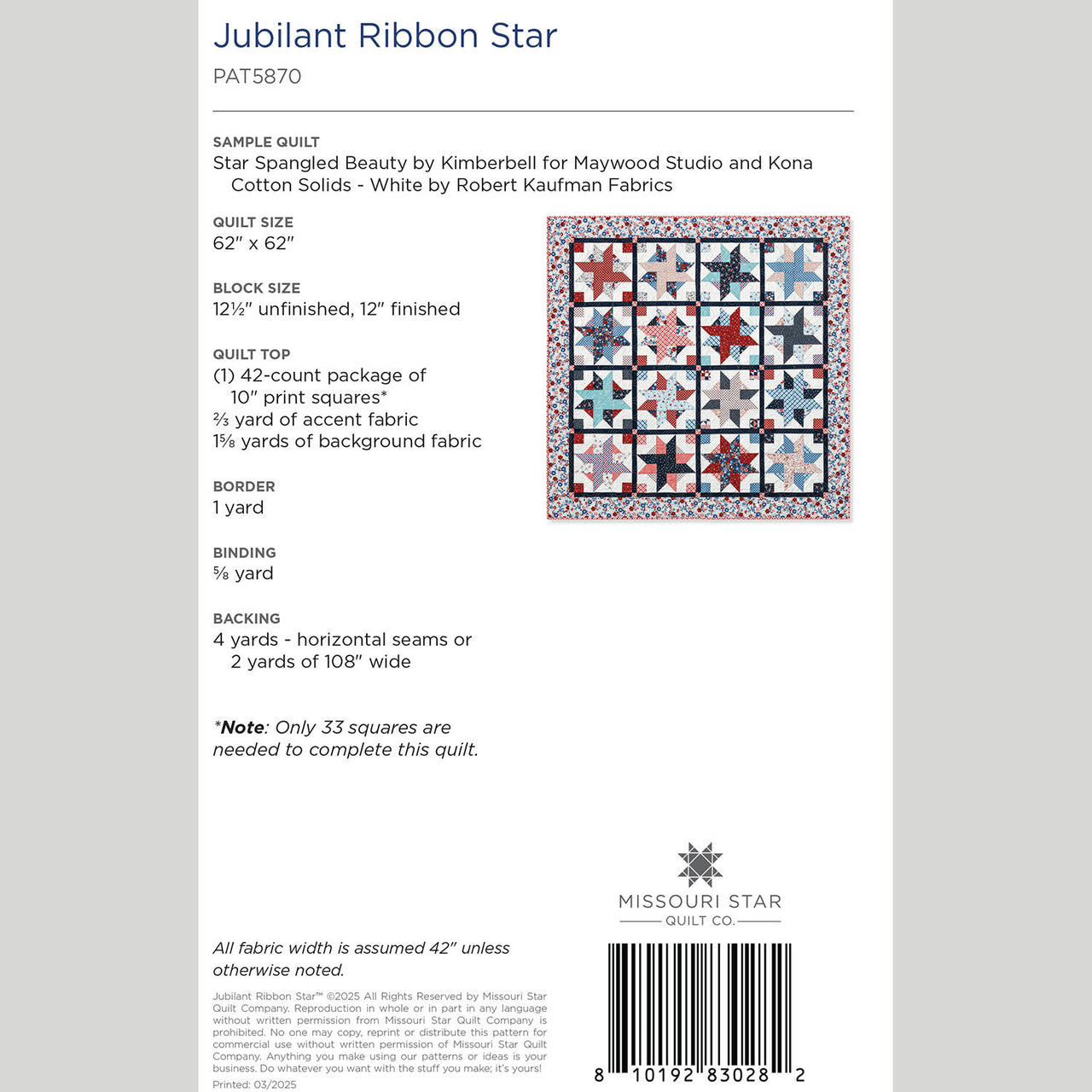 Jubilant Ribbon Star Quilt Pattern by Missouri Star