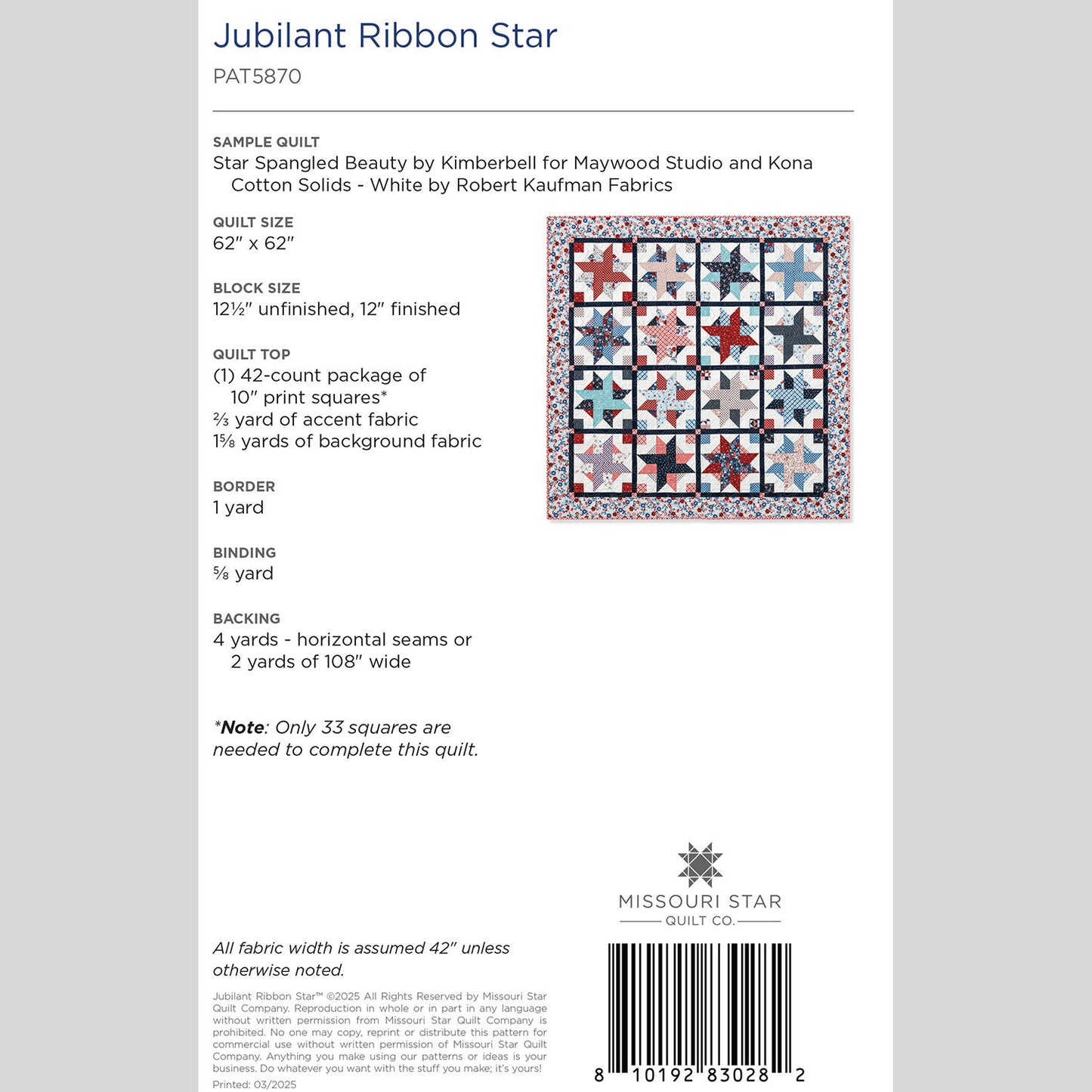 Jubilant Ribbon Star Quilt Pattern by Missouri Star