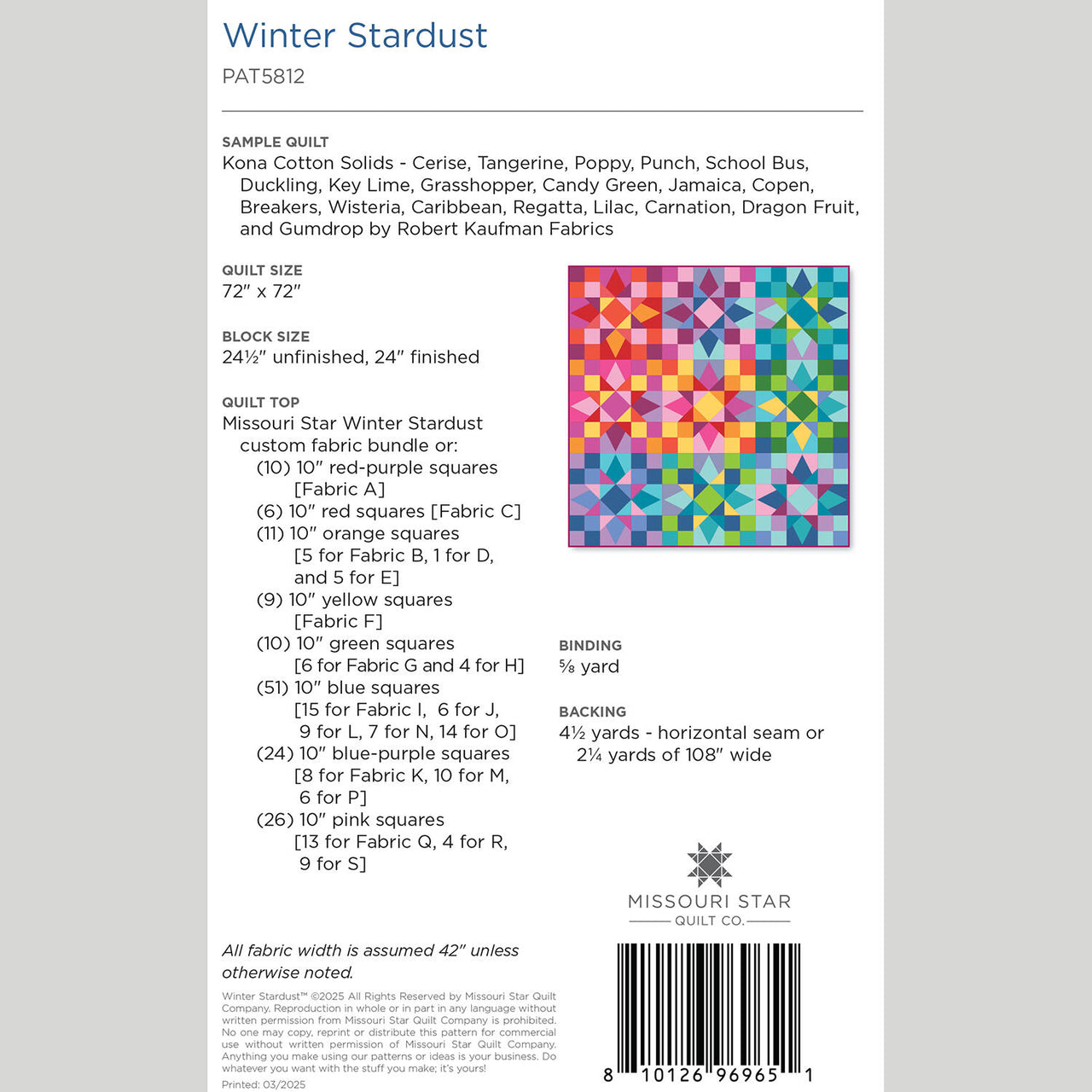 Digital Download - Winter Stardust Quilt Pattern by Missouri Star