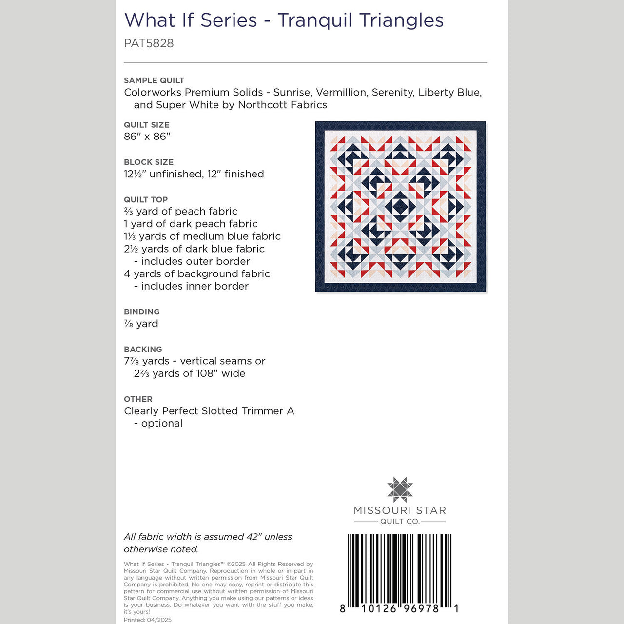 Digital Download - What If Series - Tranquil Triangles Quilt Pattern b