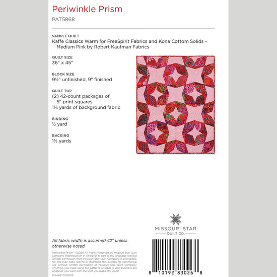 Digital Download - Periwinkle Prism Quilt Pattern by Missouri Star