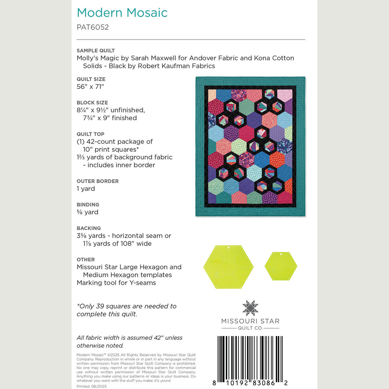 Digital Download - Modern Mosaic Quilt Pattern by Missouri Star