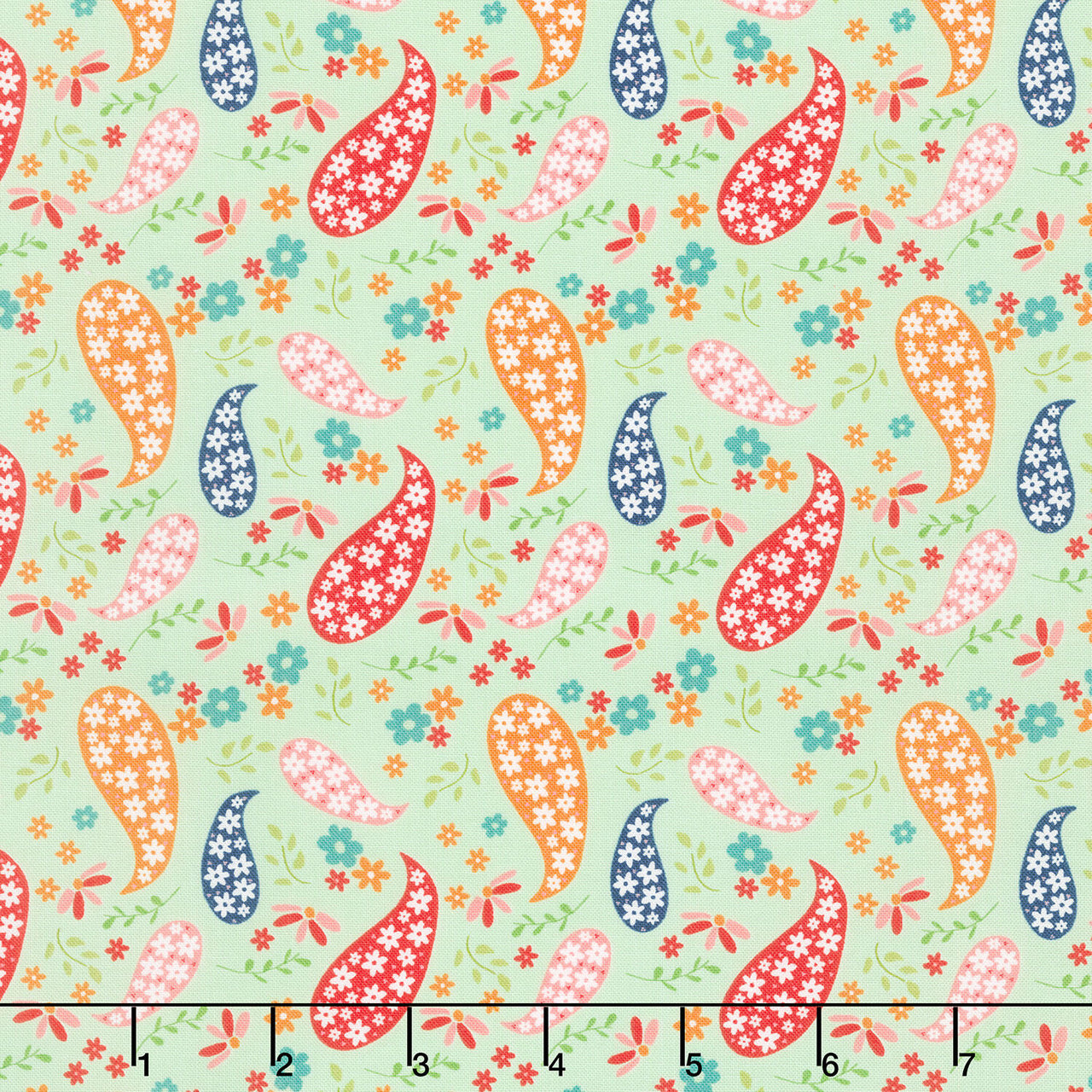 Raspberry Summer - Paisley Mint Yardage