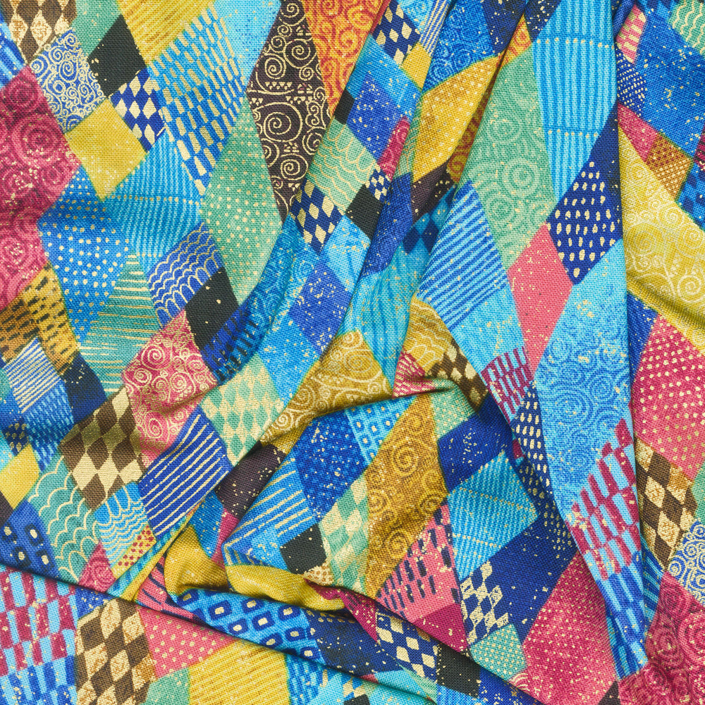 Gilded Plume - Gilded Crazy Quilt Multi Metallic Yardage